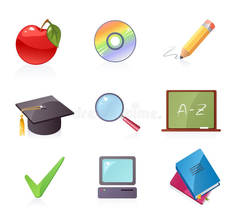 School icons stock vector. Illustration of computer, magnify - 5599067