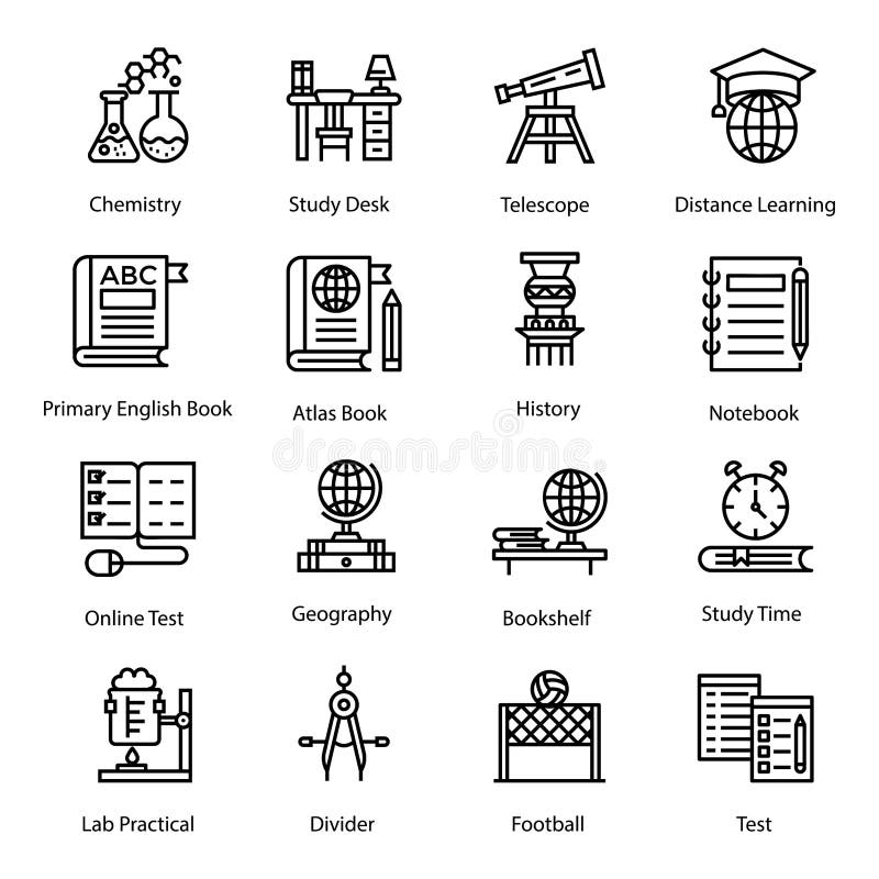 School Icons Pack stock vector. Illustration of primary - 154141305