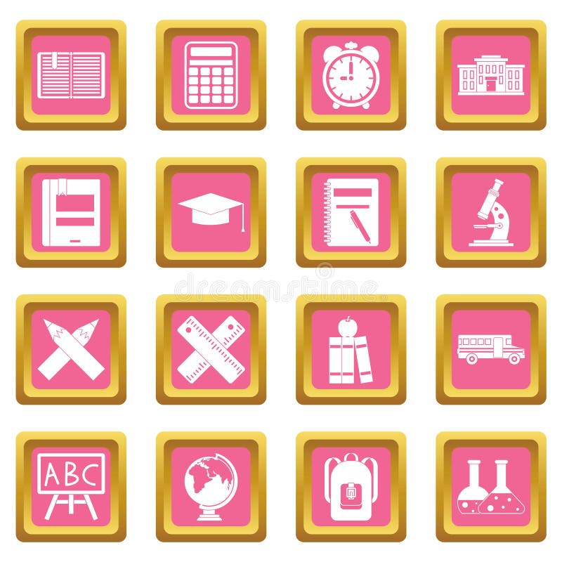 School icons pink stock vector. Illustration of equipment - 98508631
