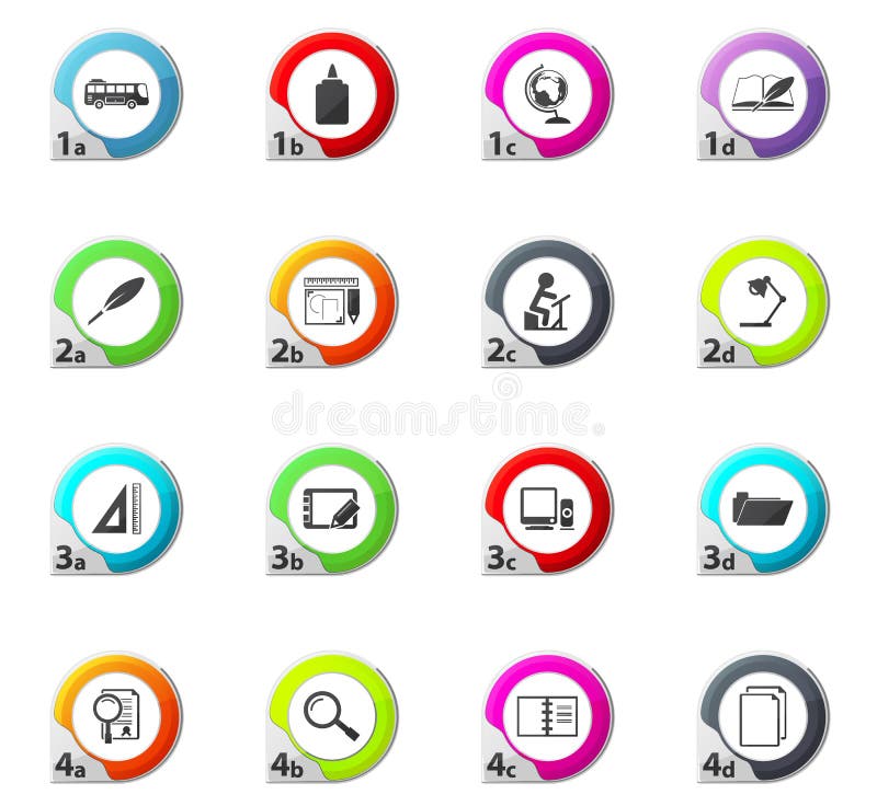School Icons set stock illustration. Illustration of computer - 89250772