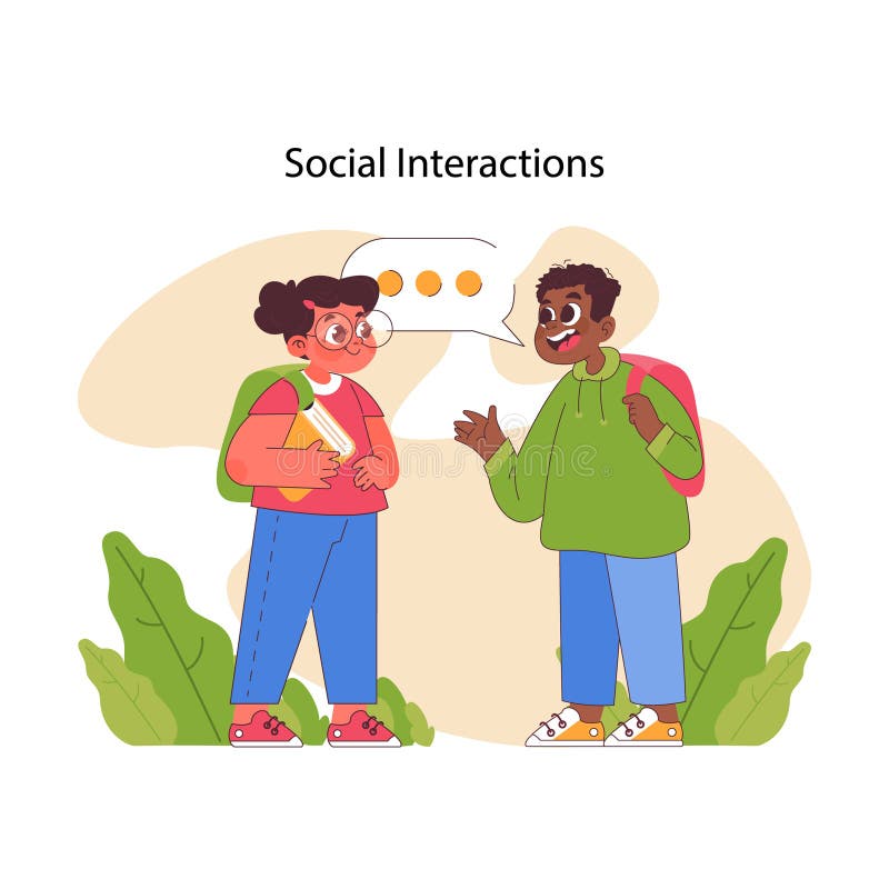 School Interactions Concept. Flat Vector Illustration Stock Vector ...