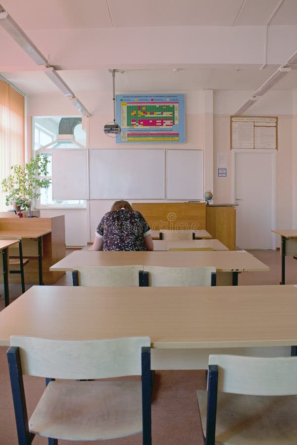 School Interior Classroom Room Stock Image - Image of perspective ...