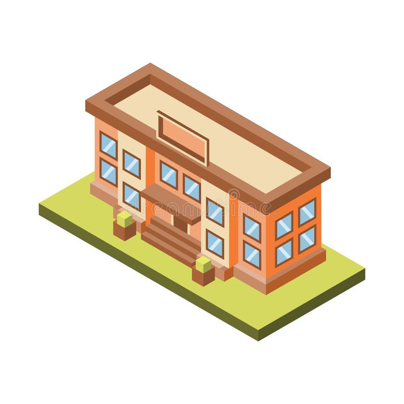 Isometric Building, School, College, Courthouse, or Administration ...