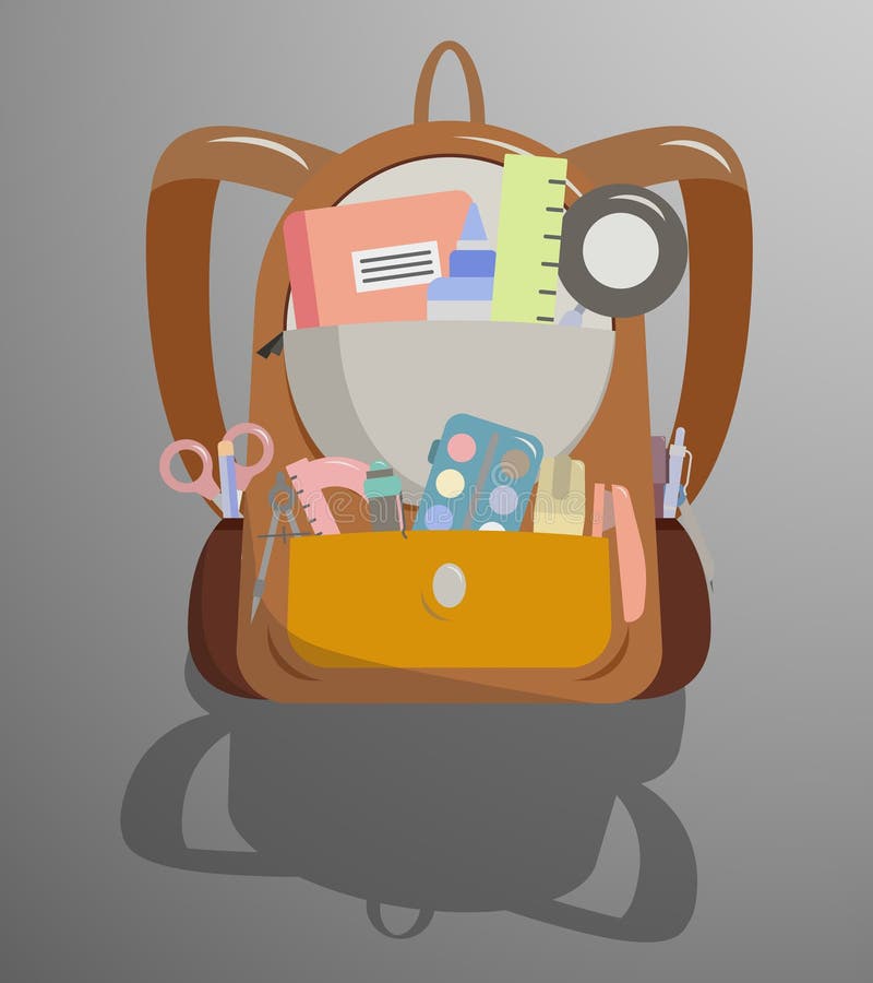 School Items in a Backpack. School Icons Stock Vector - Illustration of ...