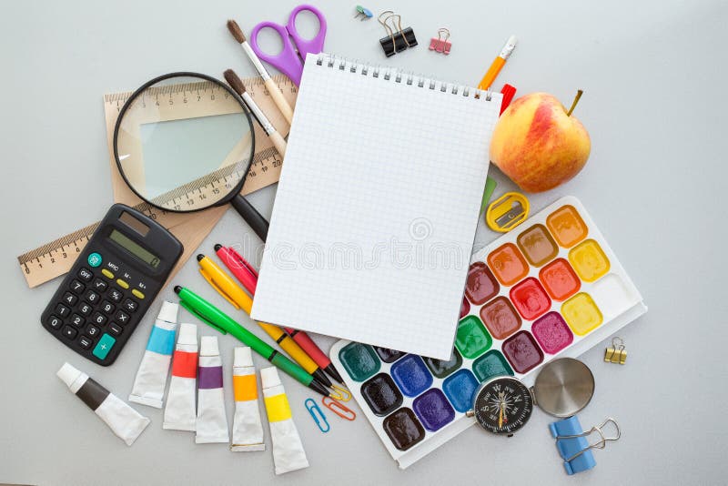 School items stock photo. Image of stationery, child - 55514154