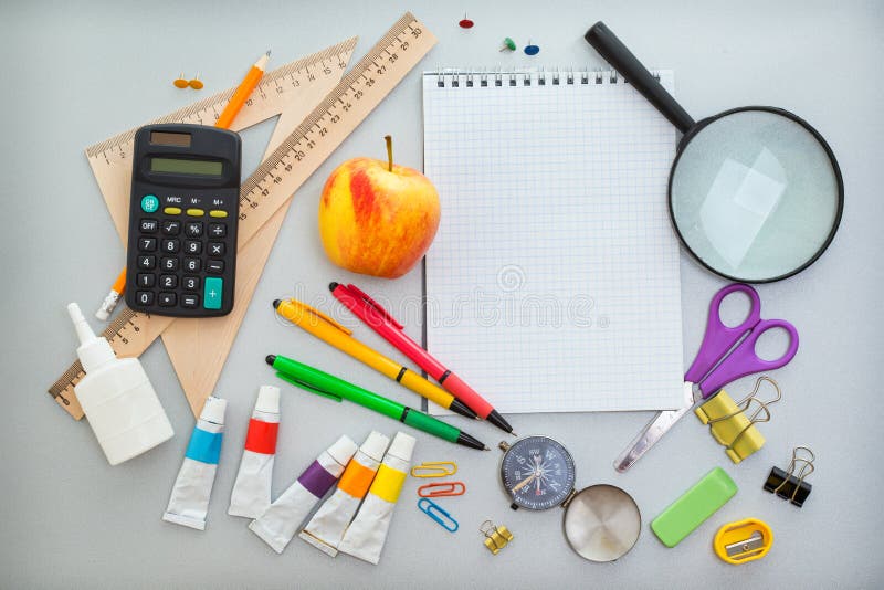 School items stock image. Image of painting, collection - 55514189