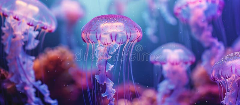 School of Jellyfish Drifting in Water Stock Image - Image of nature ...