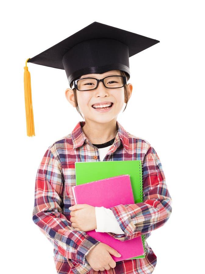 School Kid Graduate in Graduation Cap Stock Image - Image of girl ...