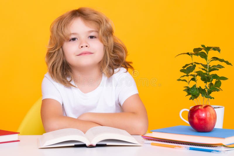 School Kid Reading Book. School Child Student Learning in Class, Study ...