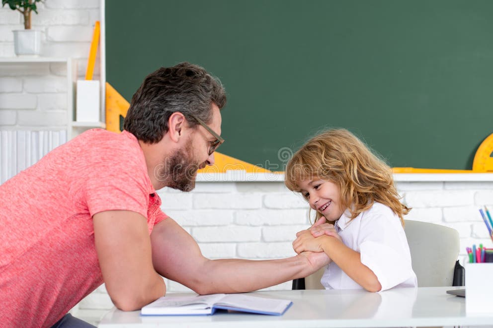 School Kid and Teacher Learning Study in Class. Pupil of Primary ...