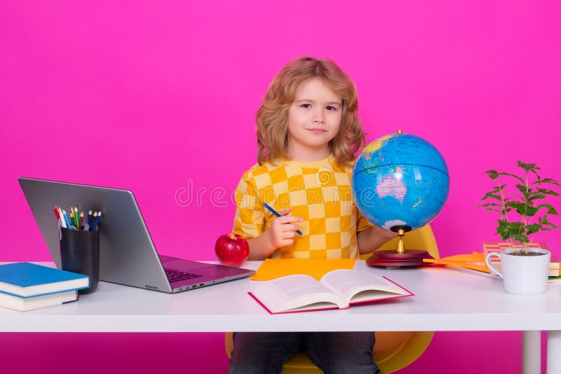 School and Kids. Cute Blonde Child with a Book Learning. Knowledge Day ...