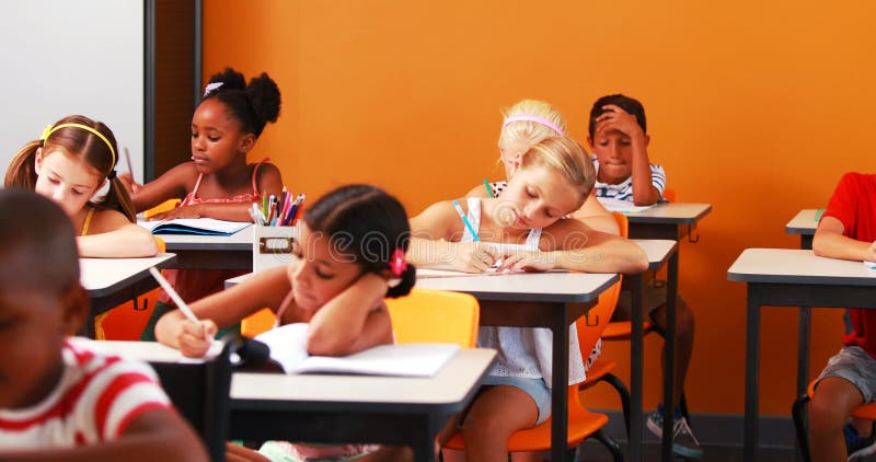 School Kids Doing Their Homework Stock Video - Video of concentration ...