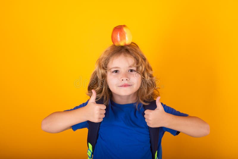 School Kids Isolated on Yellow Background. Child from Elementary School ...
