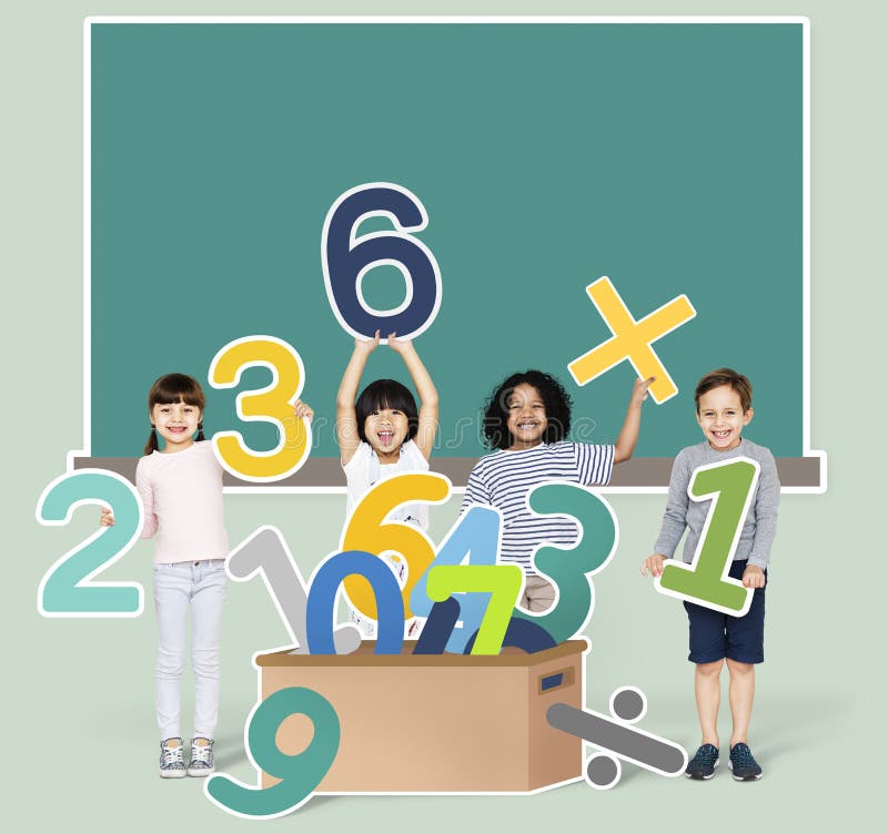 School Kids Learning Mathematics with Numbers Stock Photo - Image of ...
