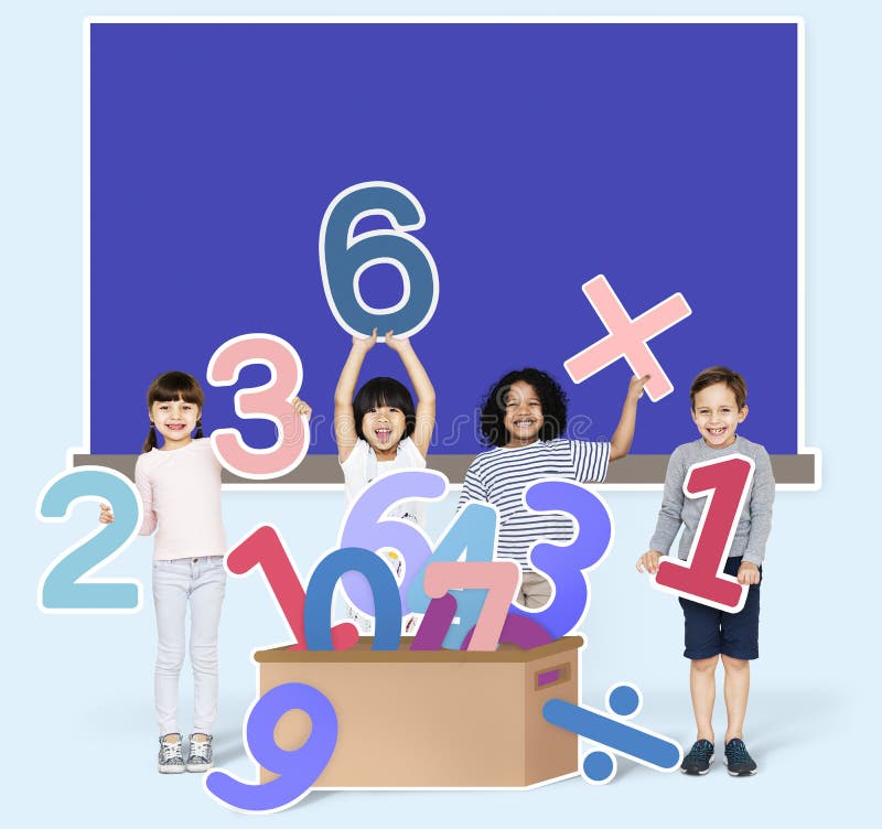School Kids Learning Mathematics with Numbers Stock Photo - Image of ...
