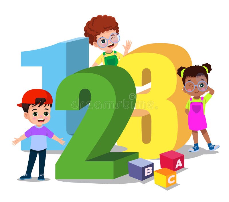 School Kids with 123 Numbers Stock Vector - Illustration of math ...