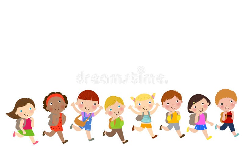 School Kids Running Happily Stock Vector - Illustration of colorful ...