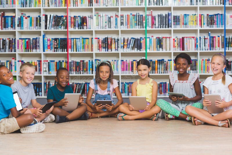 School Kids Using Digital Tablet in Classroom Stock Image - Image of ...