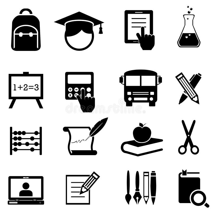 School and Education Icons Set Stock Vector - Illustration of icon ...