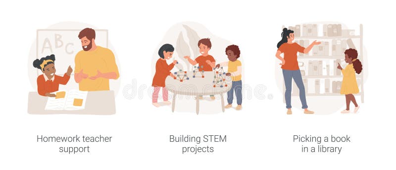 After School Learning and Enrichment Activity Isolated Cartoon Vector ...