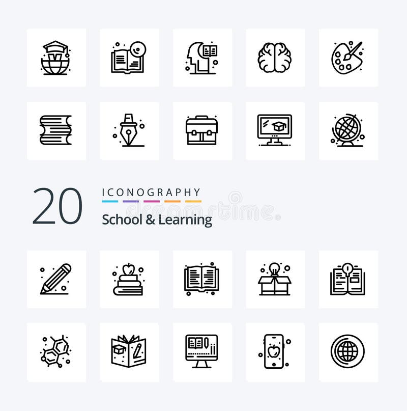 20 School and Learning Line Icon Pack Like Education Book Read ...