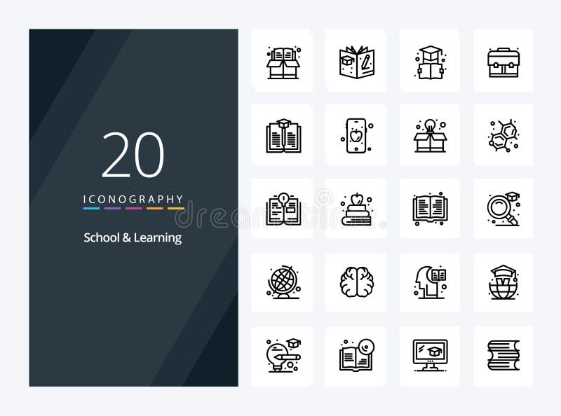 20 School and Learning Outline Icon for Presentation Stock Vector ...