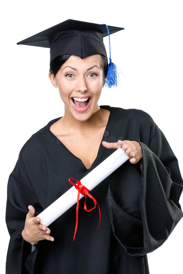 School Leaver with the Certificate Stock Photo - Image of cute ...
