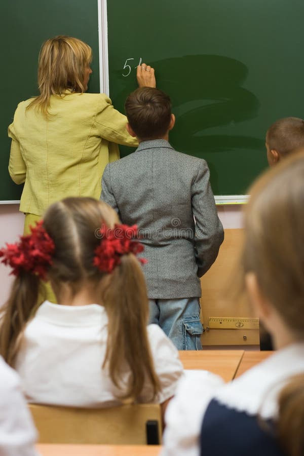 At a School Lesson of Mathematics Stock Image - Image of learn, looks ...