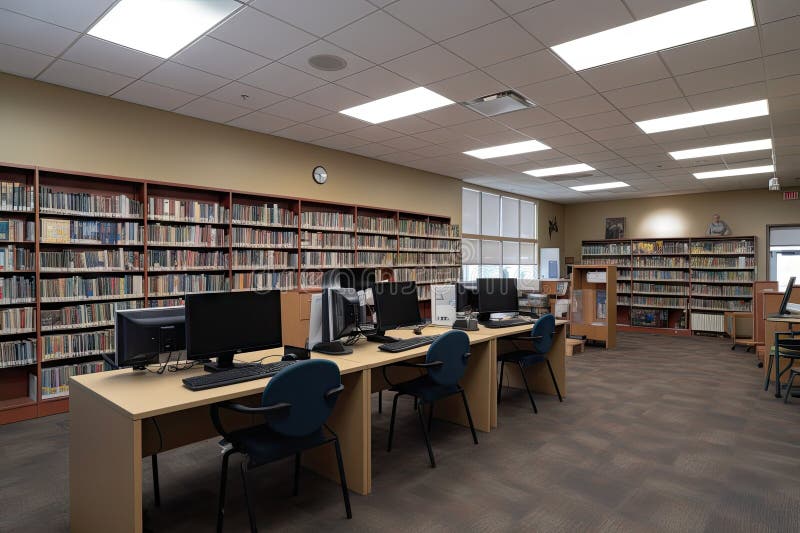 School Library with Books and Computers for Students To Learn, Research ...
