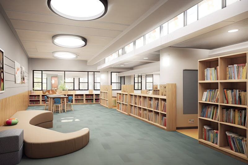 School Library with Books and Reading Nook, Where Students Can Learn ...