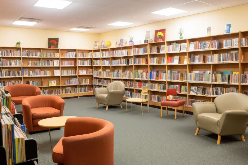 School Library, Filled with Books and Comfy Chairs for Students To Read ...