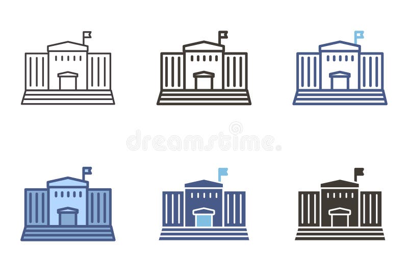 School, Library, Monument, Museum City Hall, Law Building Icon. Vector ...