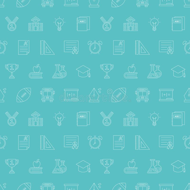 School Line Icon Pattern Set Stock Vector - Illustration of icon ...