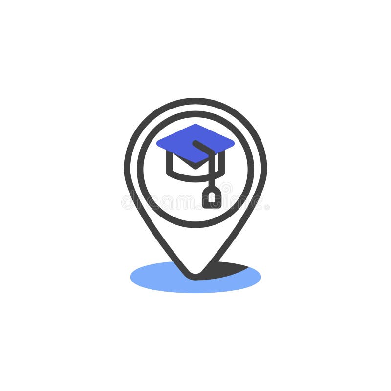 School Location Pin Line Icon Stock Vector - Illustration of pointer ...