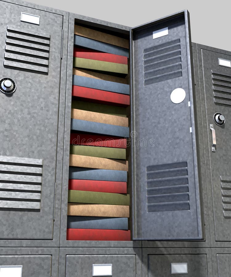 School Locker Crammed Books Stock Photo - Image of lockers, safety ...