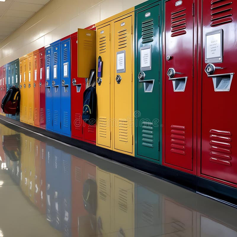 School Locker in a Floor Room Stock Photo - Image of design, lockers ...