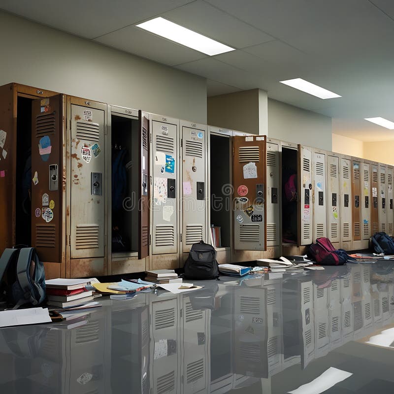 School Locker in a Floor Room Stock Image - Image of classroom, multi ...