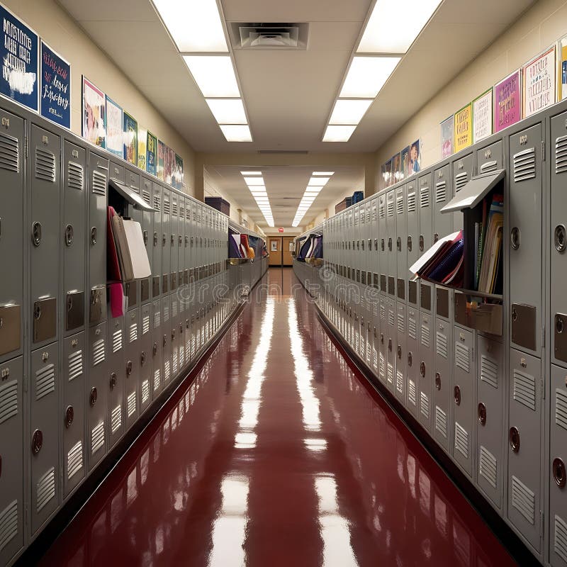School Locker in a Floor Room Stock Image - Image of lockers, middle ...
