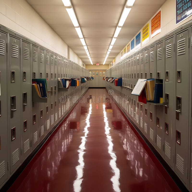 School Locker in a Floor Room Stock Image - Image of saving, hallway ...
