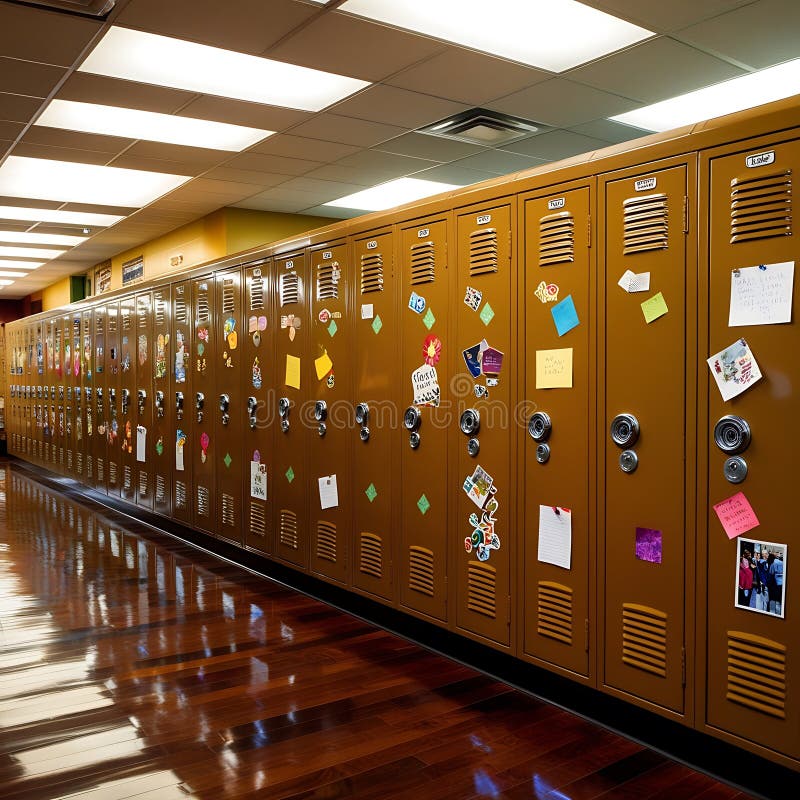 School Locker in a Floor Room Stock Image - Image of metal, maintenance ...