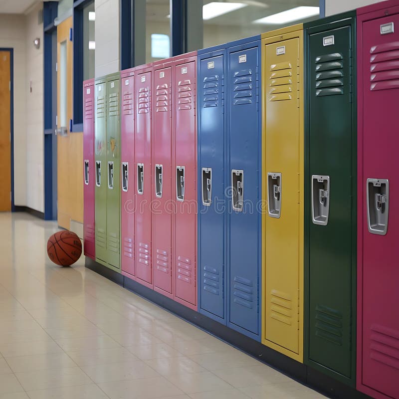 School Locker in a Floor Room Stock Photo - Image of organization, kids ...