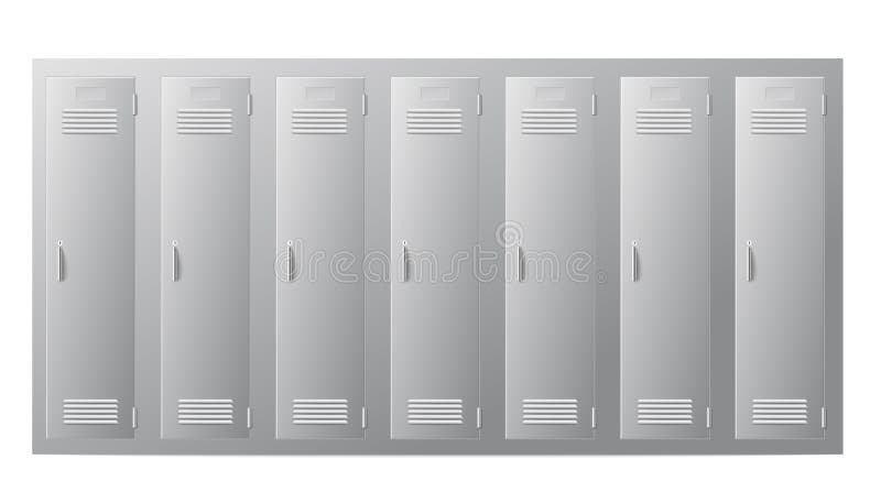 School Lockers Front View Template Realistic Vector Illustration ...