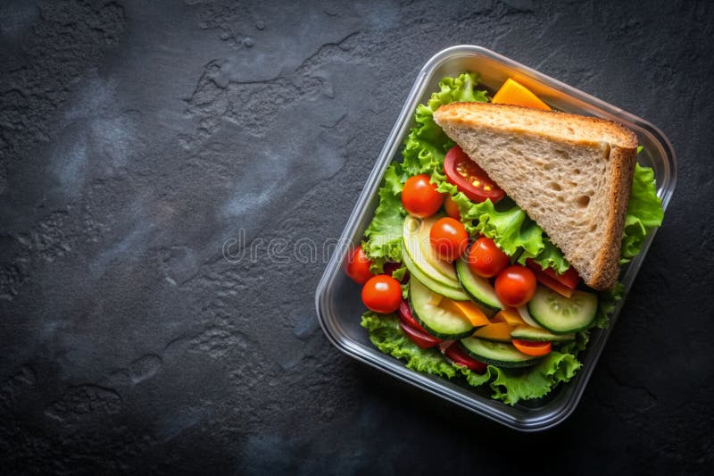 School Lunch Box with Sandwich and Vegetables Stock Illustration ...