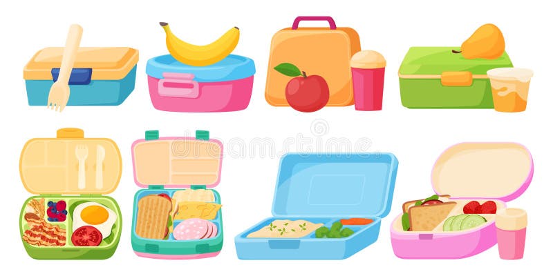 School Lunch Boxes. Packed Lunch or Snack. Container for Carrying Food ...