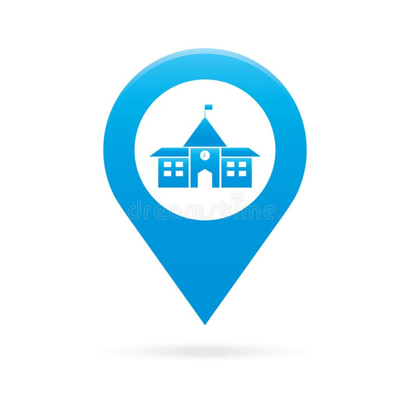 School Map Pointer Icon Marker GPS Location Flag Symbol Stock Vector ...