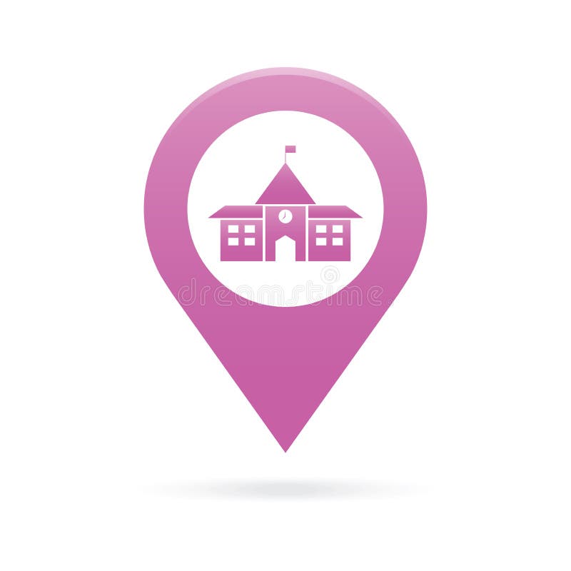 School Map Pointer Icon Marker GPS Location Flag Symbol Stock Vector ...