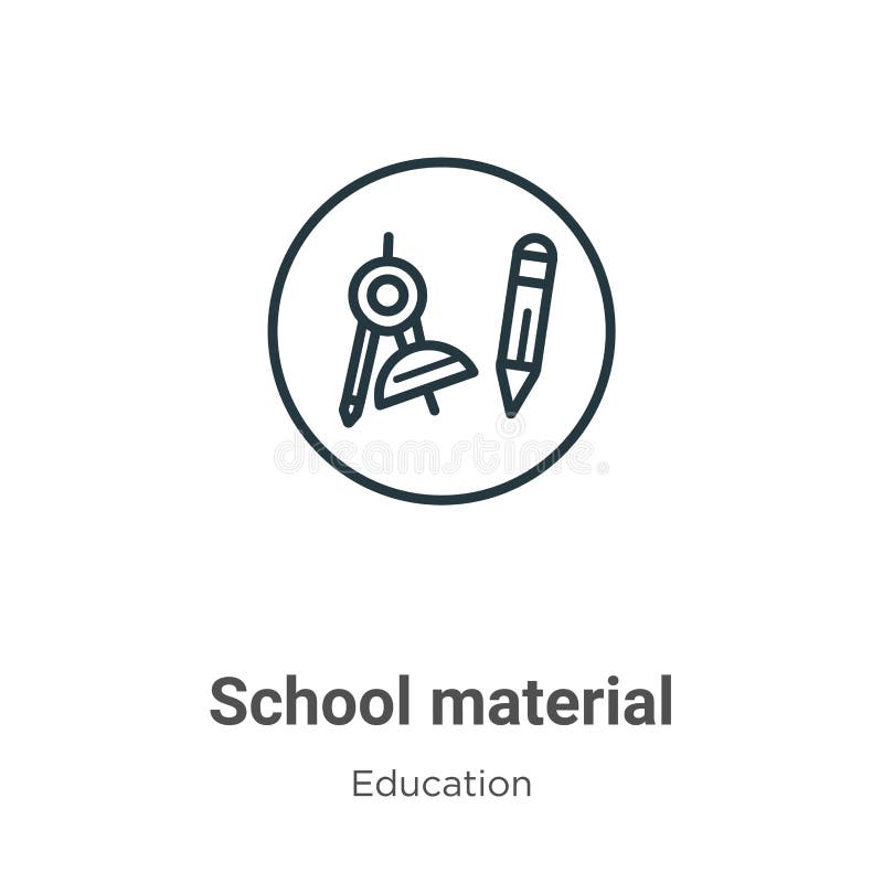 School Material Outline Vector Icon. Thin Line Black School Material ...
