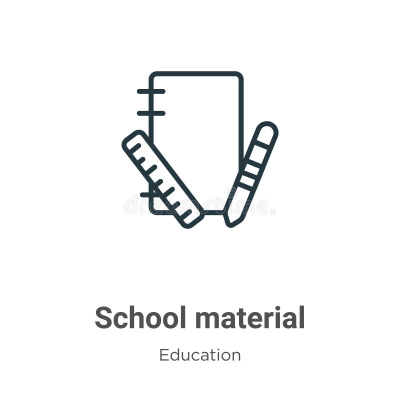 School Supplies Outline Vector Icon. Thin Line Black School Supplies ...