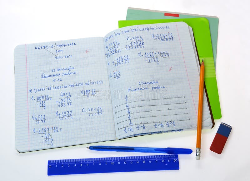 School math notebook stock image. Image of math, pencil - 88540761