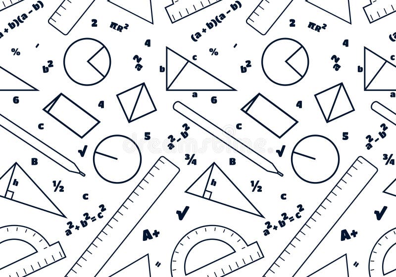 School Math Seamless Pattern. Icons of Geometric Figure, Formulas ...
